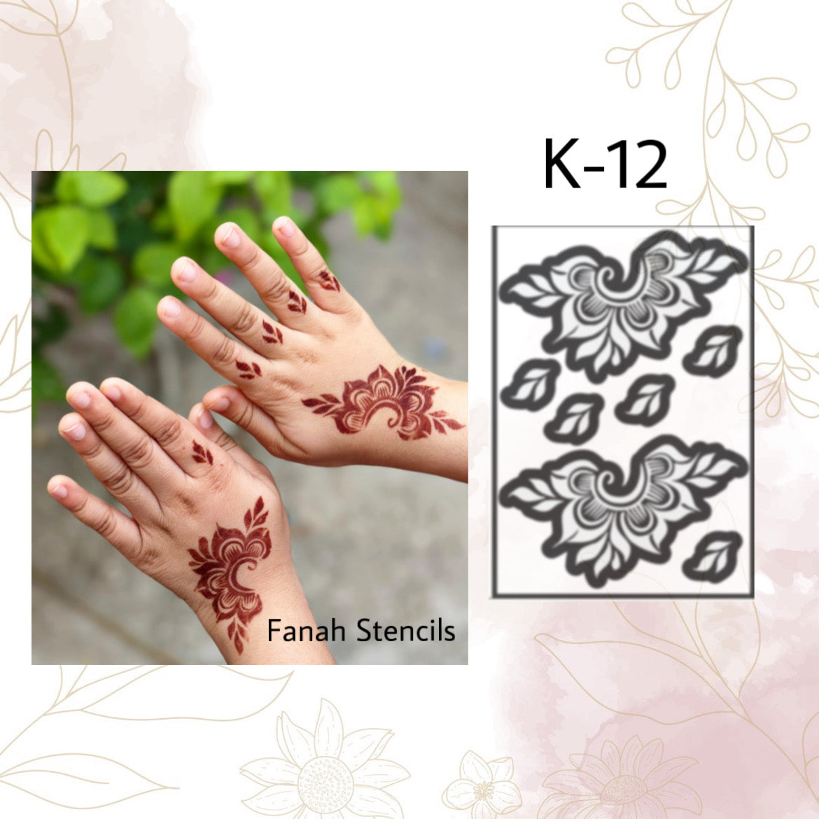 Fanah Henna stencil K-12A – Fanahstencils